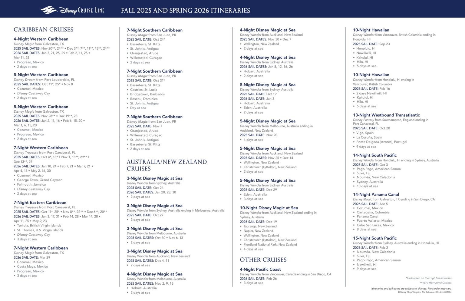 Disney Cruise Line Releases New Itineraries Including Sailings on ...